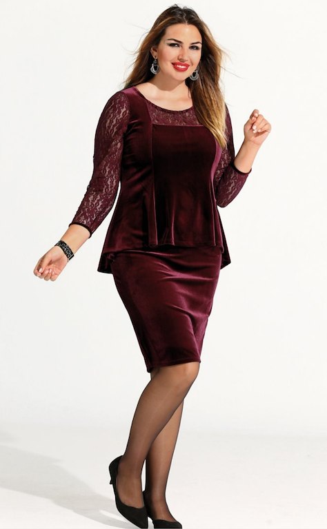 Plisana haljina sa cipkom, Plus SIZE, Model 46110