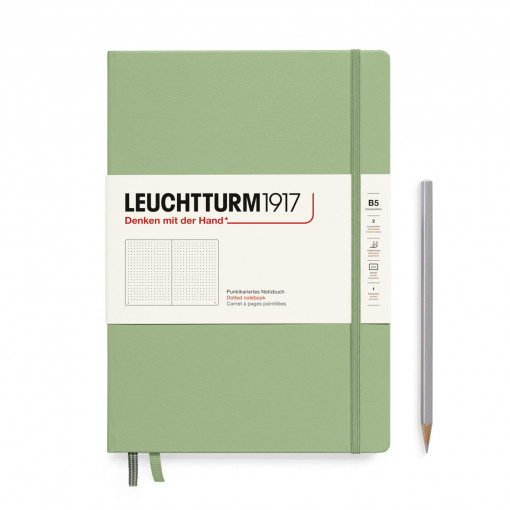 Notebook Hardcover composition (B5), 219 Numbered pages, Dotted, Sage