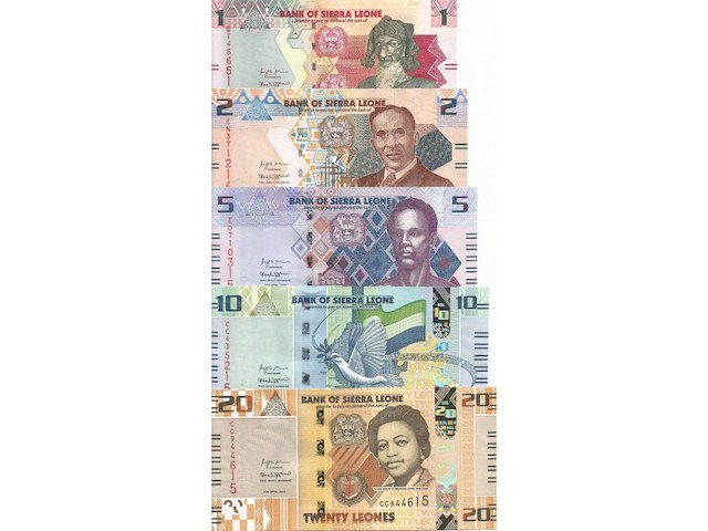 Sierra Leone 1 - 2 - 5 - 10 - 20 leones 2022. UNC set