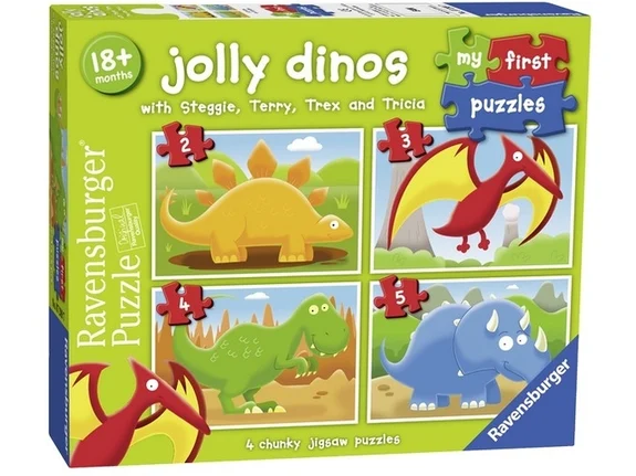 Ravensburger puzzle (slagalice) - Moje prve puzzle, 4 u 1,dinosaurusi RA07289