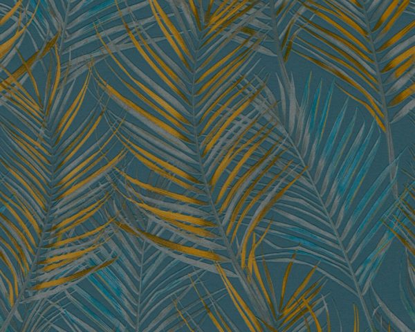 A.S. CRÉATION WALLPAPER «FLORAL, BLUE, GREY, YELLOW» 390387