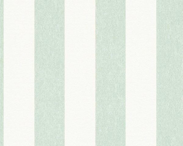 A.S. CRÉATION WALLPAPER «STRIPES, GREEN, WHITE» 390292