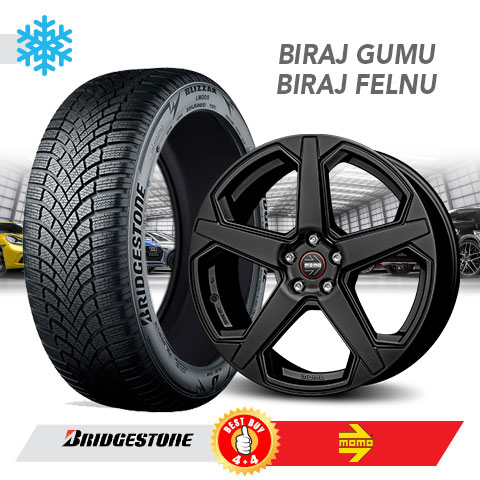 235/55 R18 SET Z BRIDGESTONE + MOMO ST BLK 5/112