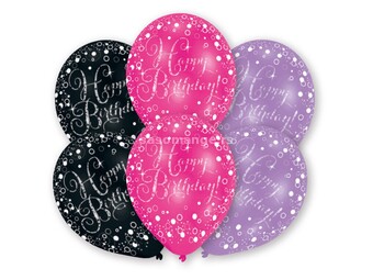Gumeni baloni 27 cm Sparkling Pink Happy Bday 1/6