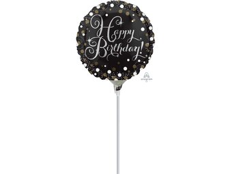 Folija balon 23cm Happy Birthday Sparkling Gold