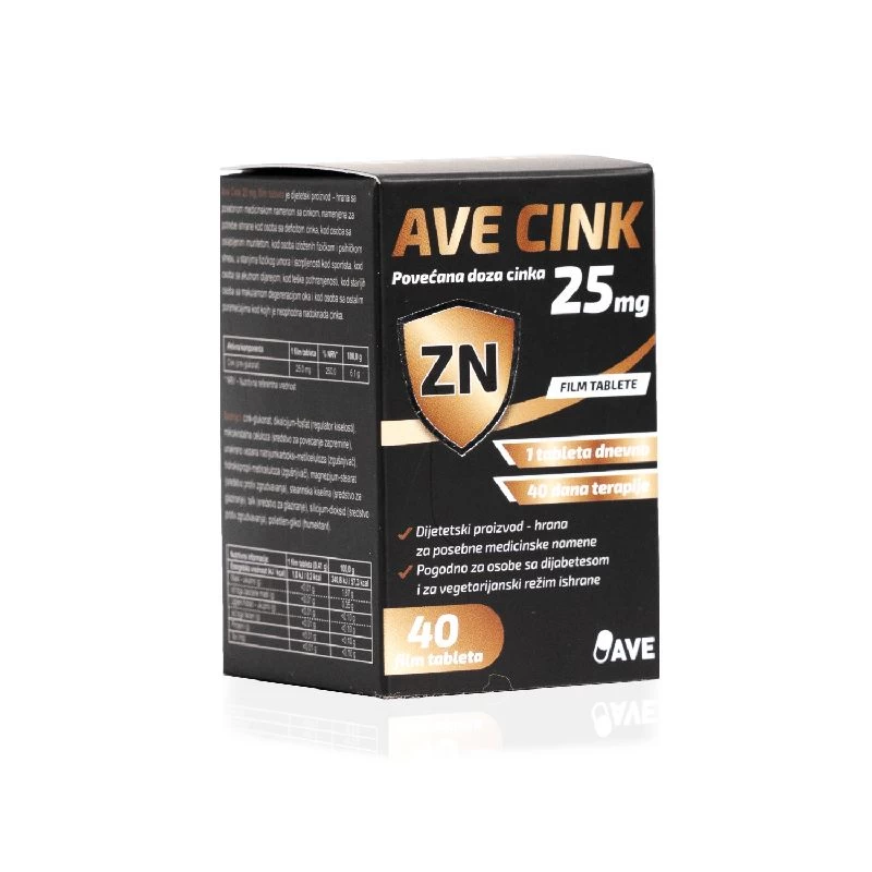 AVE CINK FTBL 40X25MG, pojačana doza cinka