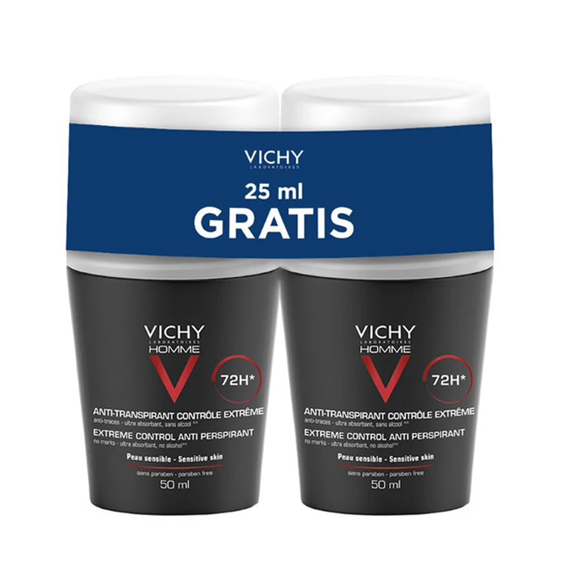Vichy deo roll-on homme 72h 50 ml 2838 antiperspirant za zaštitu od znojenja do 72 h duo pack 50ml+25ml gratis
