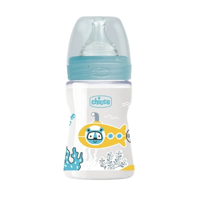 Chicco flasica well-being plasticna plava silikonska cucla 150ml