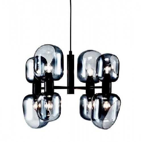 LUNA 105 LUSTER 8*E14 BLACK/SMOKED GLASS