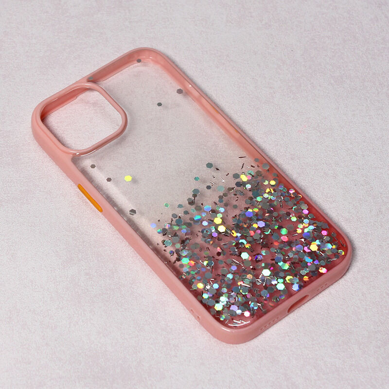 Maskica Frame Glitter za iPhone 14 6.1 roze