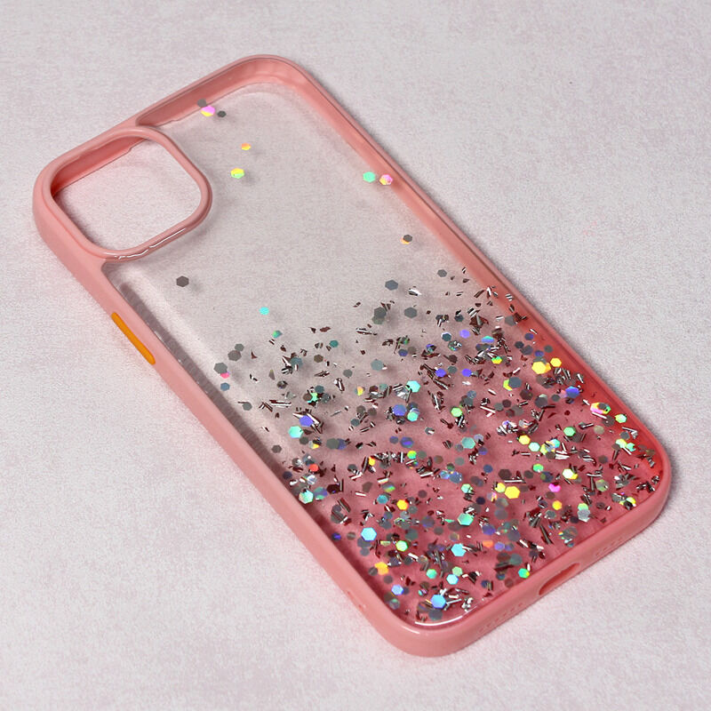 Maskica Frame Glitter za iPhone 14 Plus 6.7 roze