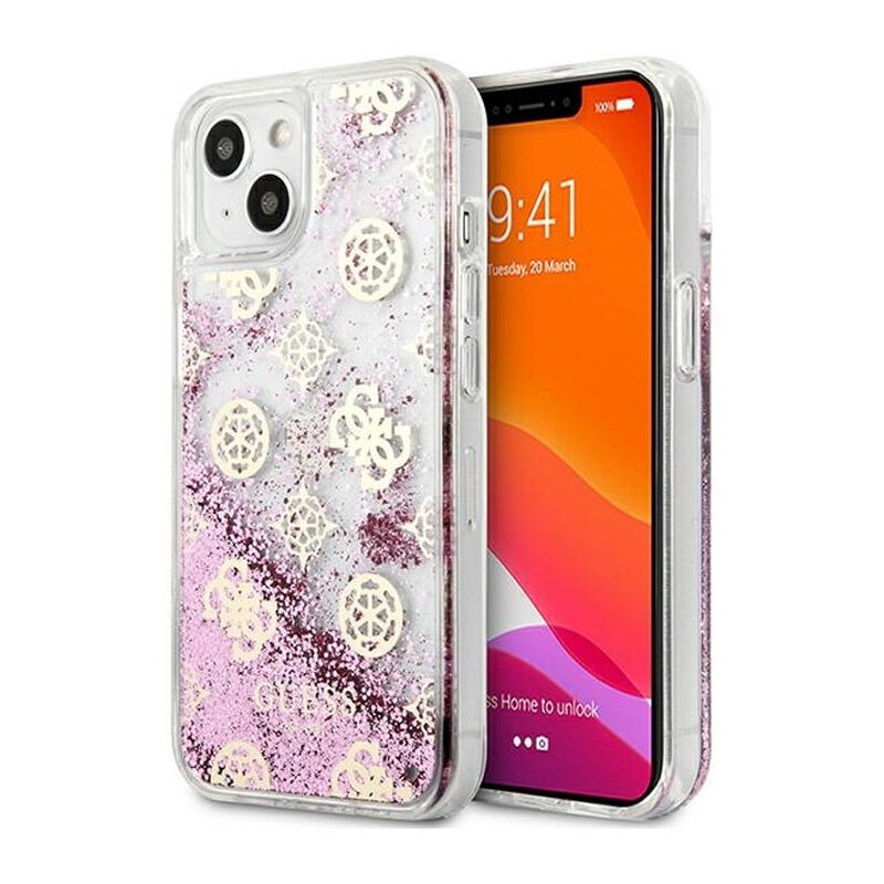 Maskica Guess Hc Liquid Glitter Peony za iPhone 13 6.1 roze (GUHCP13MLGPEPI)