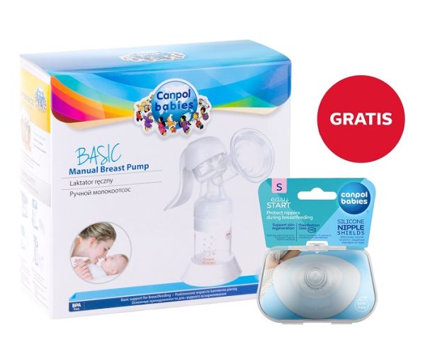 CANPOL BABIES SET MANUELNA PUMPICA ZA IZMAZANJE (12/205) + GRATIS SILIKONSKE BRADAVICE S (18/602)