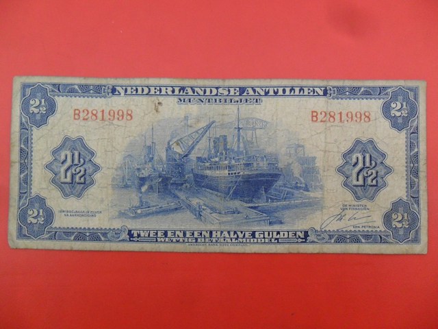Holandski Antili 2n1/2 Gulden 1964, v2, P8383, eR
