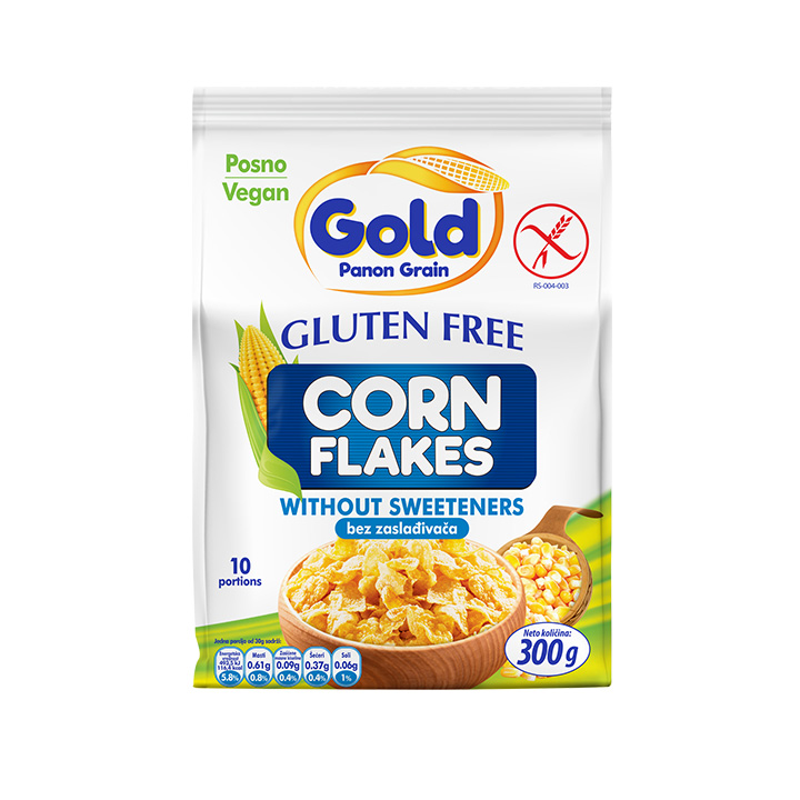 Corn Flakes bez dodatih zasladjivača 300gr gluten free Gold Panon Grain