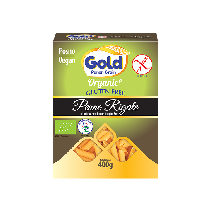 GOLD PANON GRAIN Gluten free Penne Rigate od kukuruznog integralnog brašna Organic 400gr