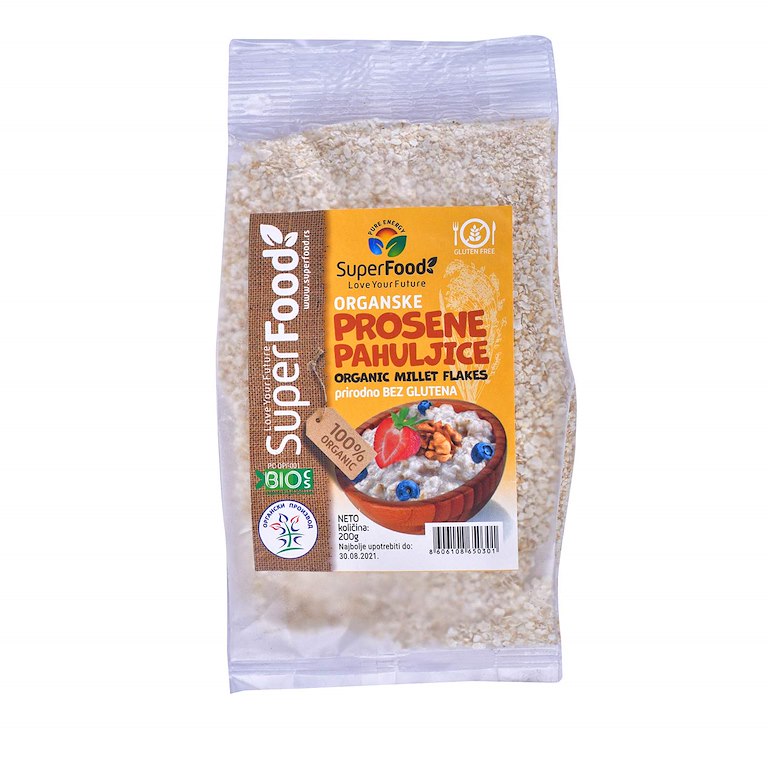 Prosene pahuljice bez glutena 200gr organic SuperFood