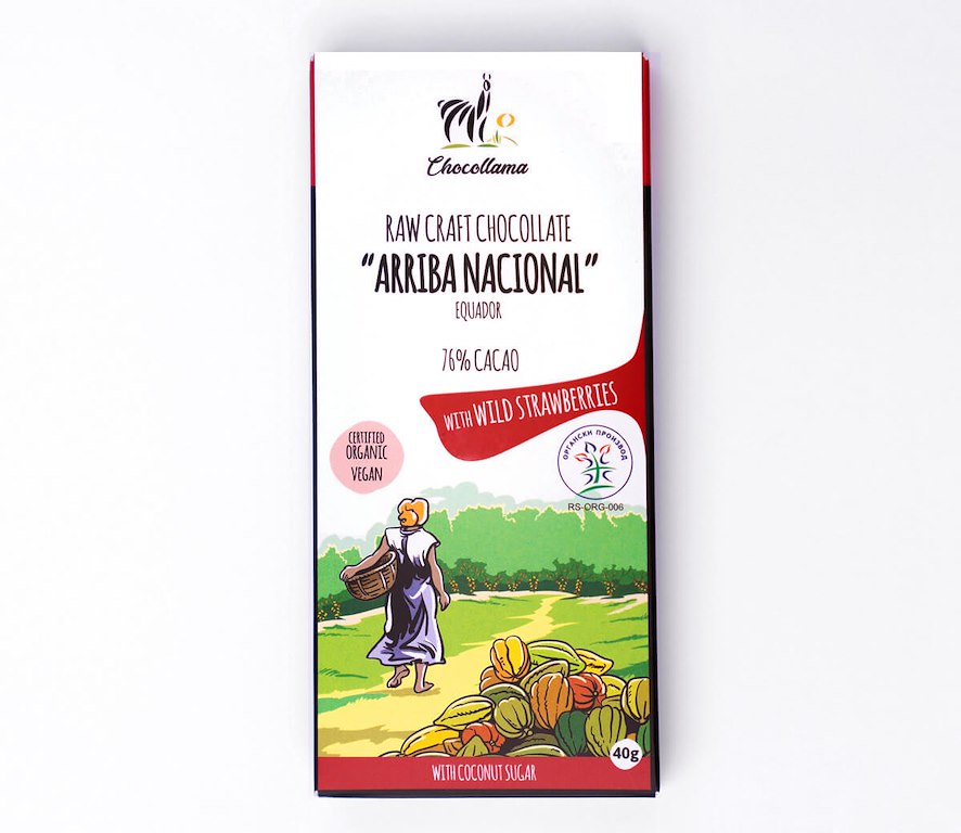 Chocollama Arriba crna čokolada divlja jagoda 40gr organic