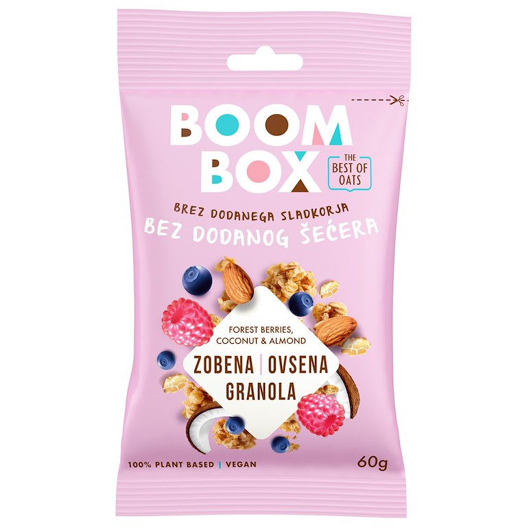 Boom Box Ovsena granola sa šumskim voćem, kokosom i bademima 65g