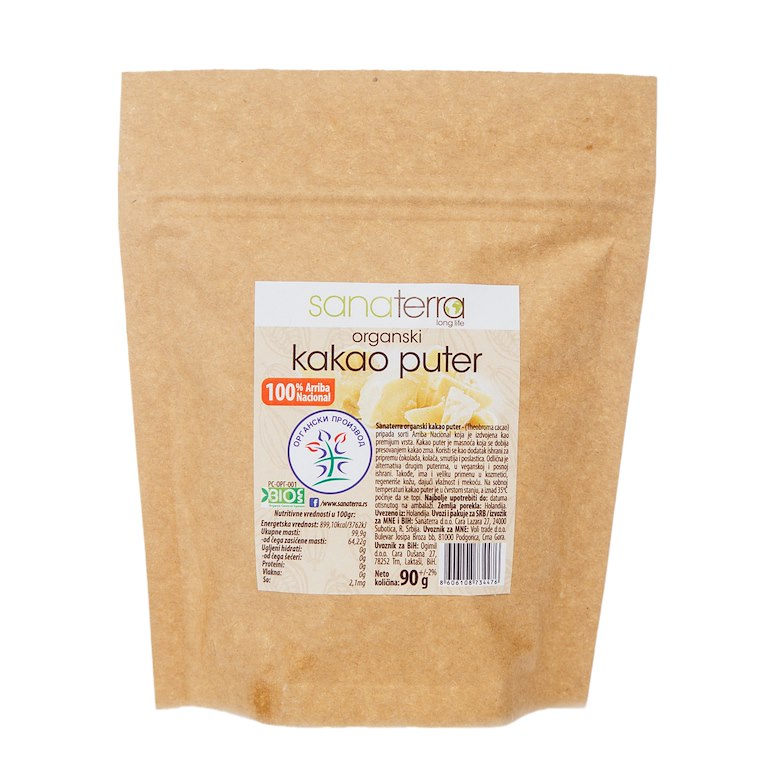 Kakao puter 90gr organic Sanaterra