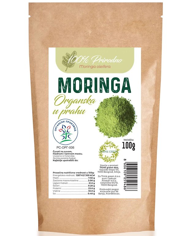 Moringa prah 100gr organski proizvod Think Green