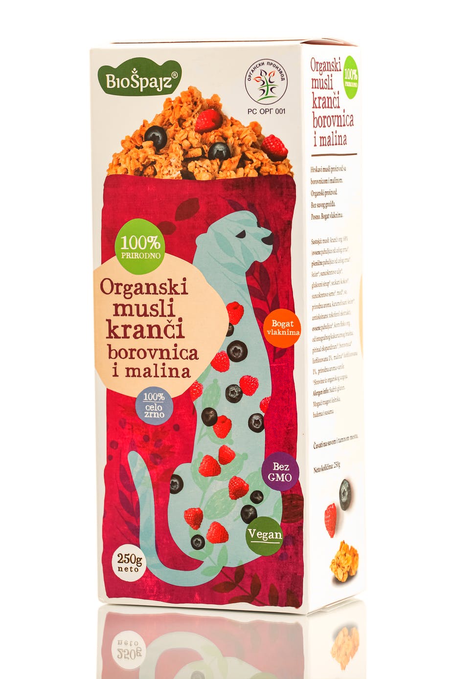 Musli kranči sa borovnicom i malinom (organski proizvod) 250 g Bio Špajz