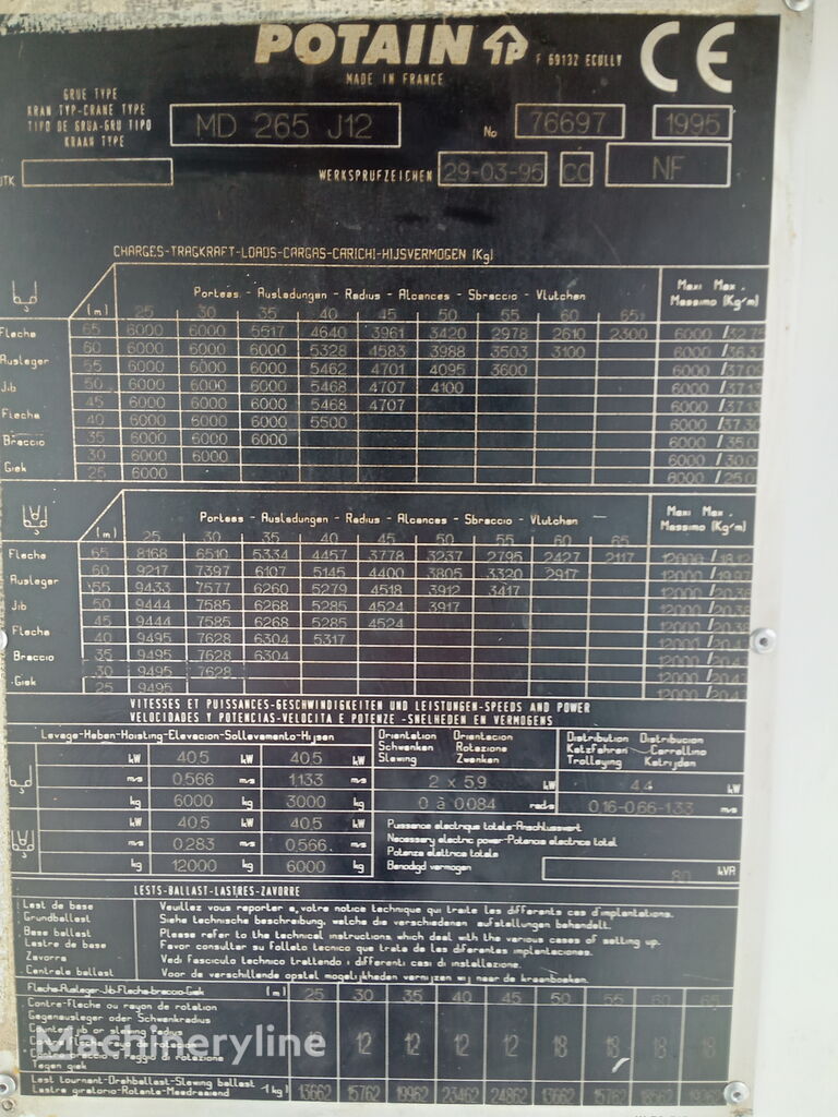 Potain MD 265 toranjska dizalica