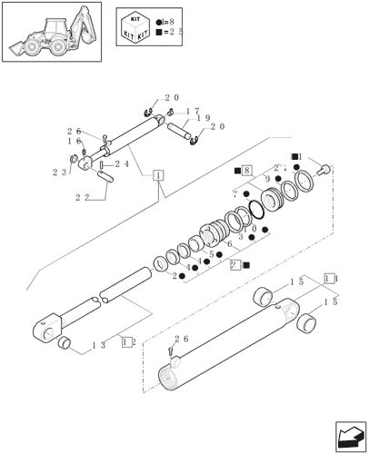 Hidraulični cilindar za New Holland LB115, Case 695, 87432507, 87315524 bagera-utovarivača