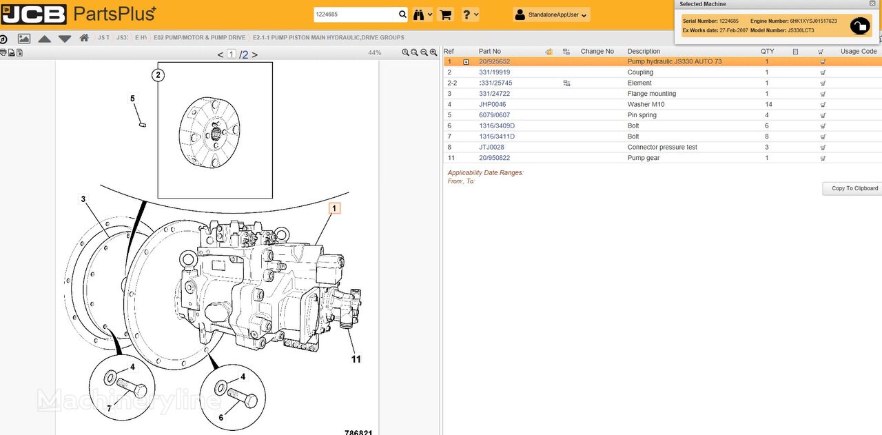 Hidraulična pumpa za JCB JS330 / JS360 bagera