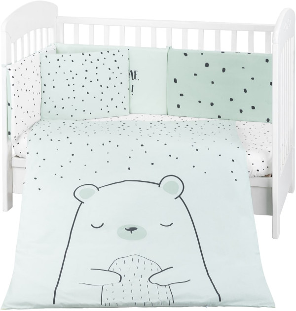 Posteljina sa ogradicom 6u1, Bear with Me Mint, 70x140 Kikka Boo