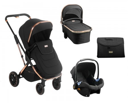 Kolica za bebe ANGELE set 3u1, Kikka Boo, Chrome Black