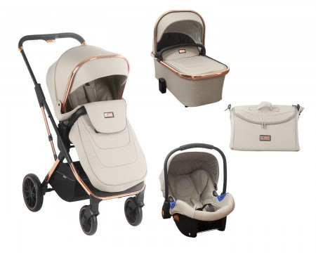 Kolica za bebe ANGELE set 3u1, Kikka Boo, Chrome Beige