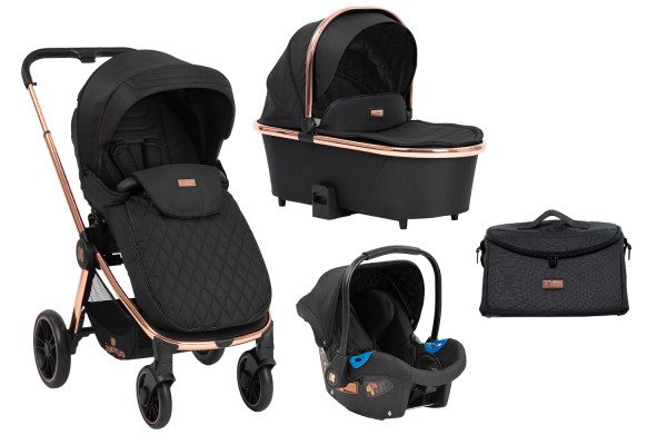 Kolica za bebe VICENZA set 3u1, autosediste+tvrda korpa, Kikka Boo, Black