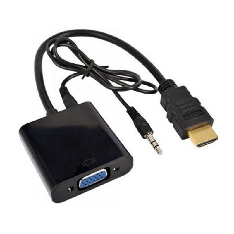E-green Adapter HDMI (M) – VGA D-sub (F) + Audio kabl 3.5mm (M/M) crni
