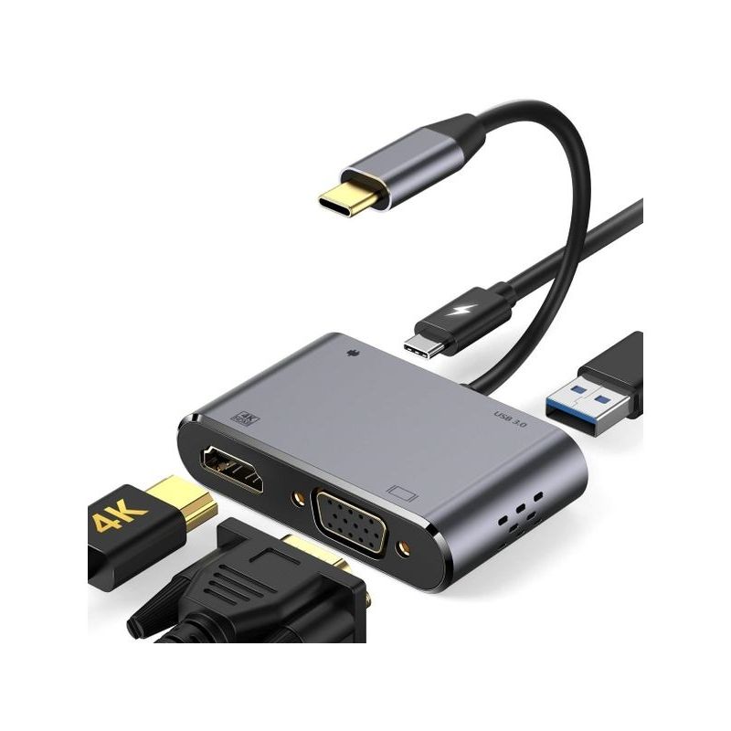 E-green Adapter USB 3.1 Tip C (M) – HDMI+VGA+ 3.0 USB + tip C