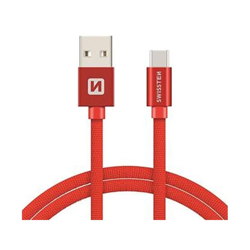 Swissten Data kabl tekstil USB na TIP C 3m crveni