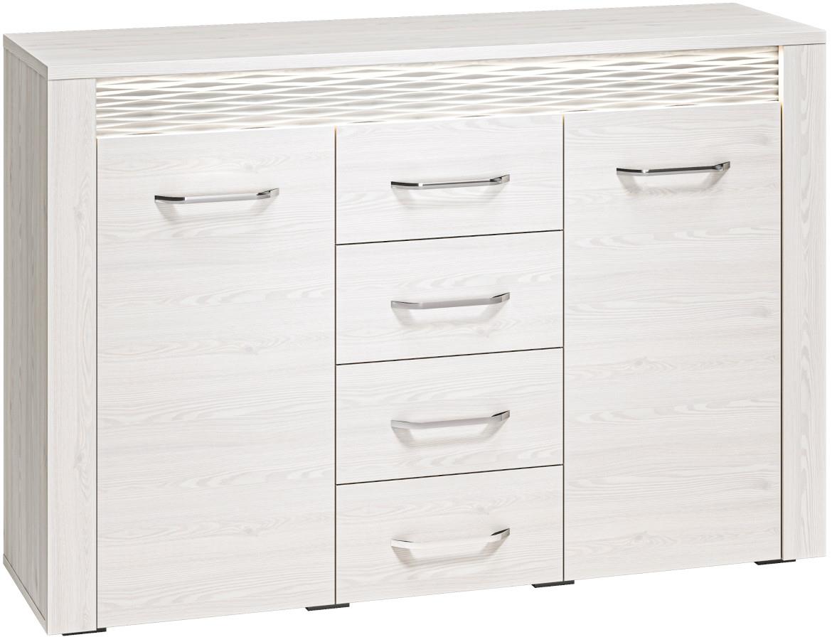 Clermont 07 komoda 2 vrata+4 fioke 138x40x94 cm bela