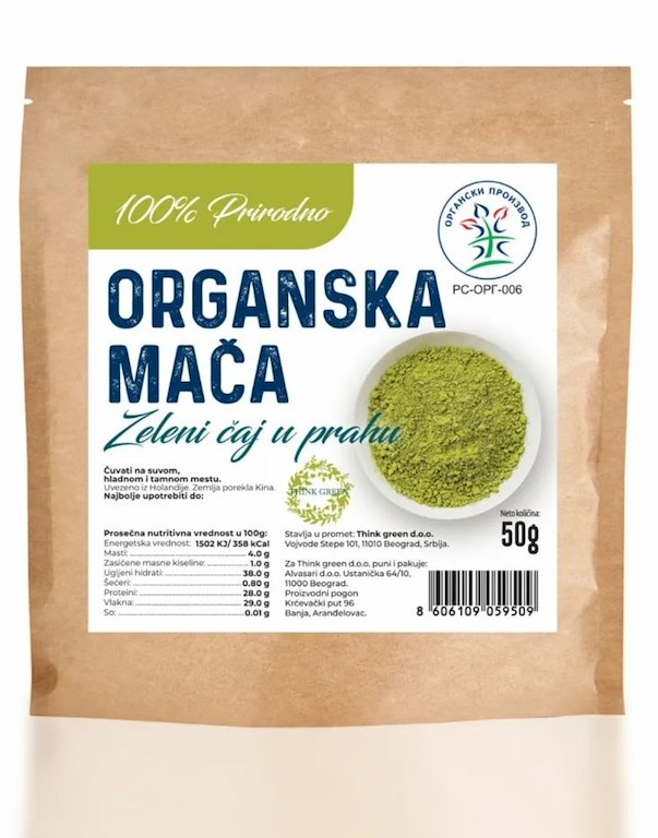 Mača zeleni čaj u prahu 50gr Think Green organski