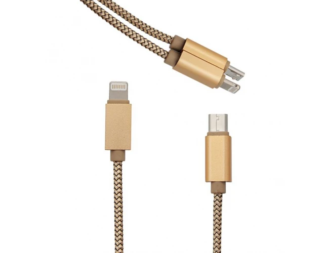 LDNIO (43448) kabl micro USB (muški) na lighting (muški) 1m zlatni