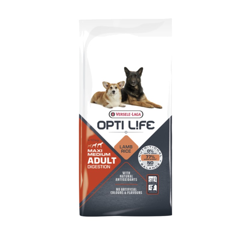 Versele-Laga Opti Life Adult Digestion Medium and Maxi jagnjetina i pirinač 12,5kg