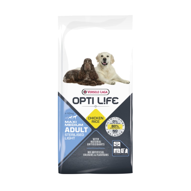 Versele-Laga Opti Life Adult Sterilised/Light Medium and Maxi piletina i pirinač 12,5kg