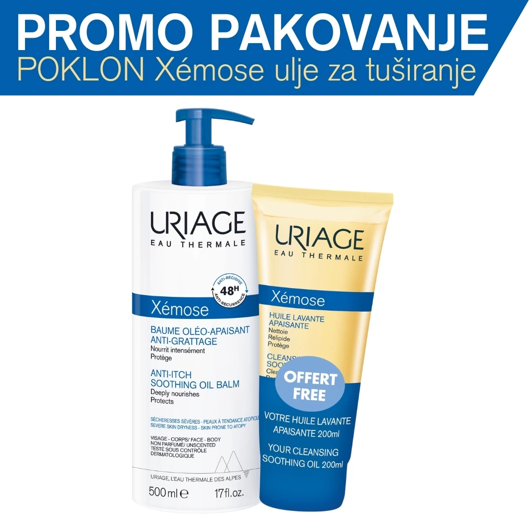 URIAGE Xémose Umirujući Uljani Balzam 500 mL + Xémose Ulje za Kupanje 200 mL GRATIS