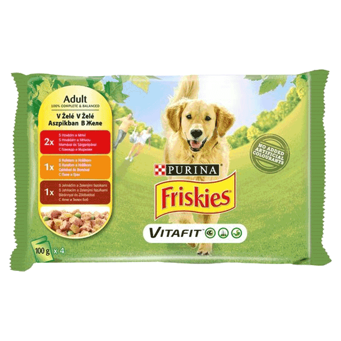 Friskies Dog Govedina, Piletina i Jagnjetina u Želeu, 4 x 85 g