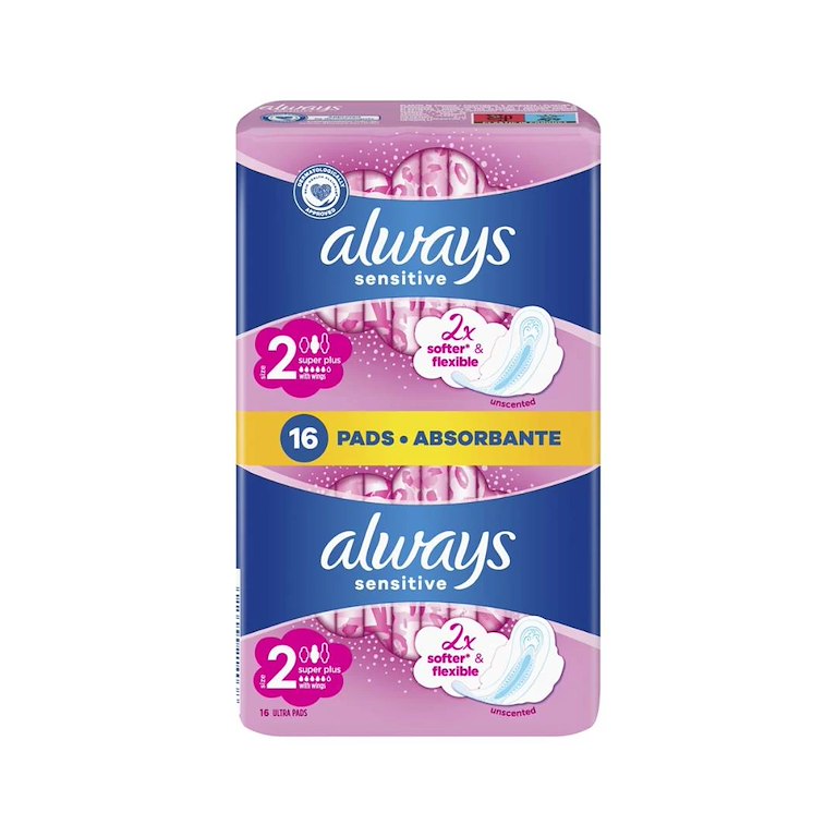 always SENSITIVE Super Plus Higijenski Ulošci sa Krilcima 16 Uložaka