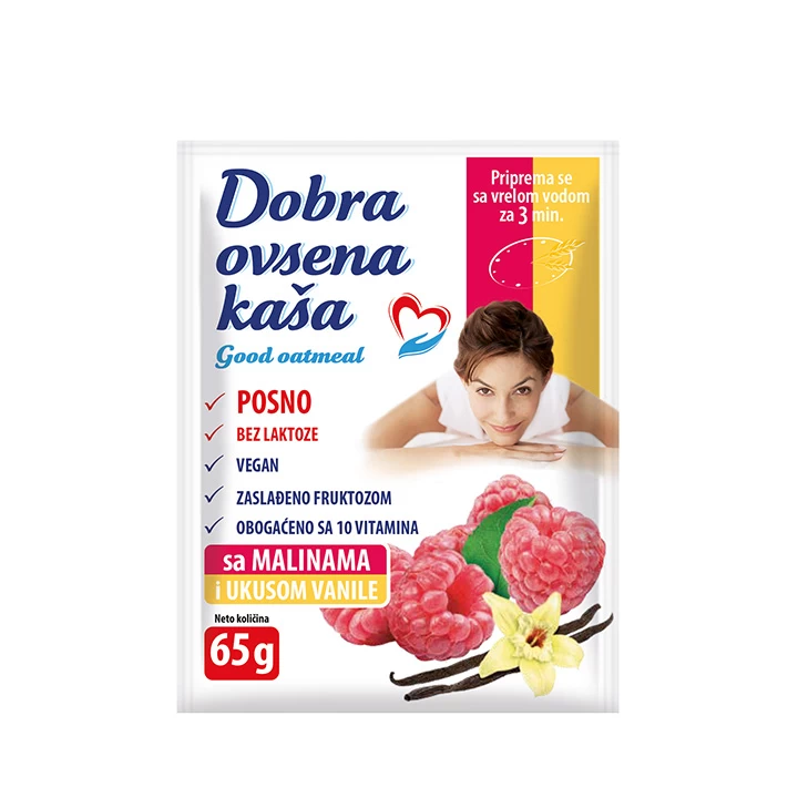 Dobra Ovsena Kaša MALINA I VANILA 65g