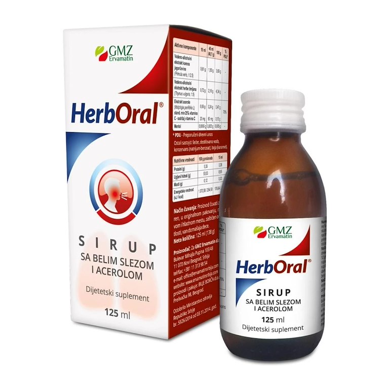 HerbOral® Sirup Protiv Kašlja sa Belim Slezom i Acerolom 125 mL