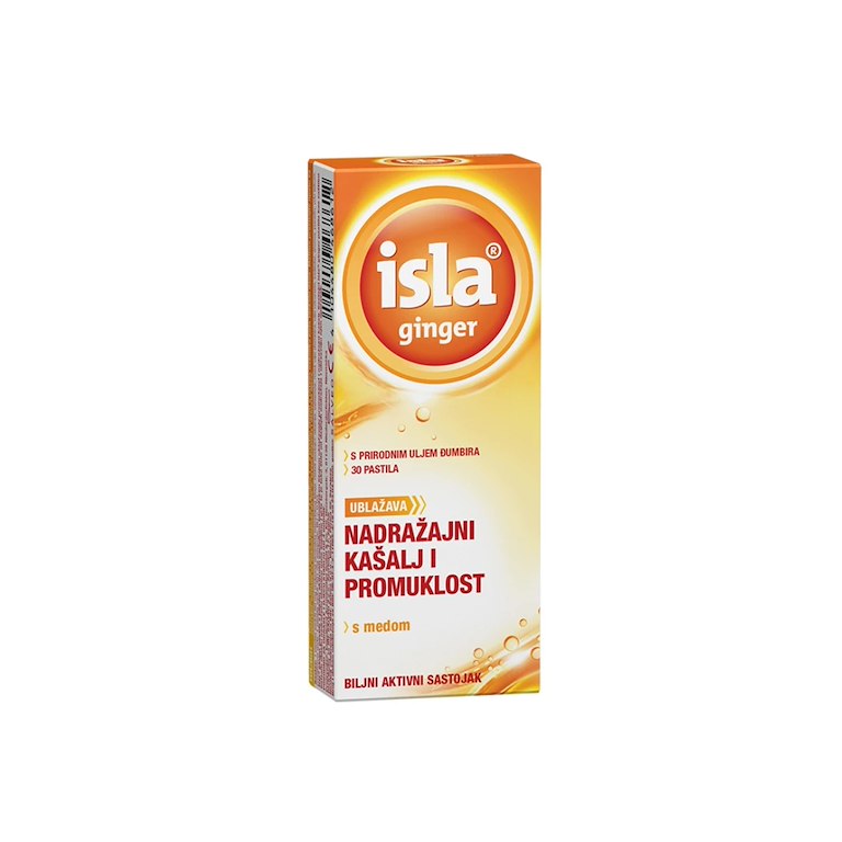 isla® ginger Đumbir i Med 30 Pastila sa Islandskim Lišajem; Nadražajni Kašalj; Promuklost