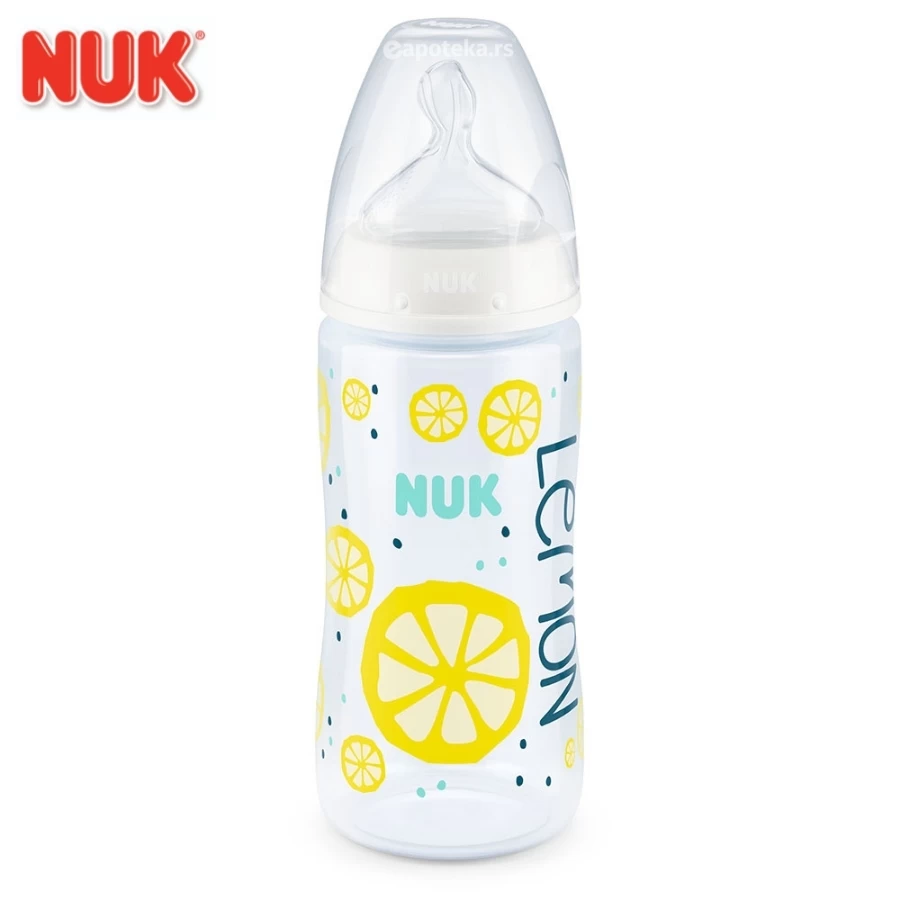 NUK® Flašica Plastična Fruits sa Indikatorom Temperature, 6-18m, 300 mL