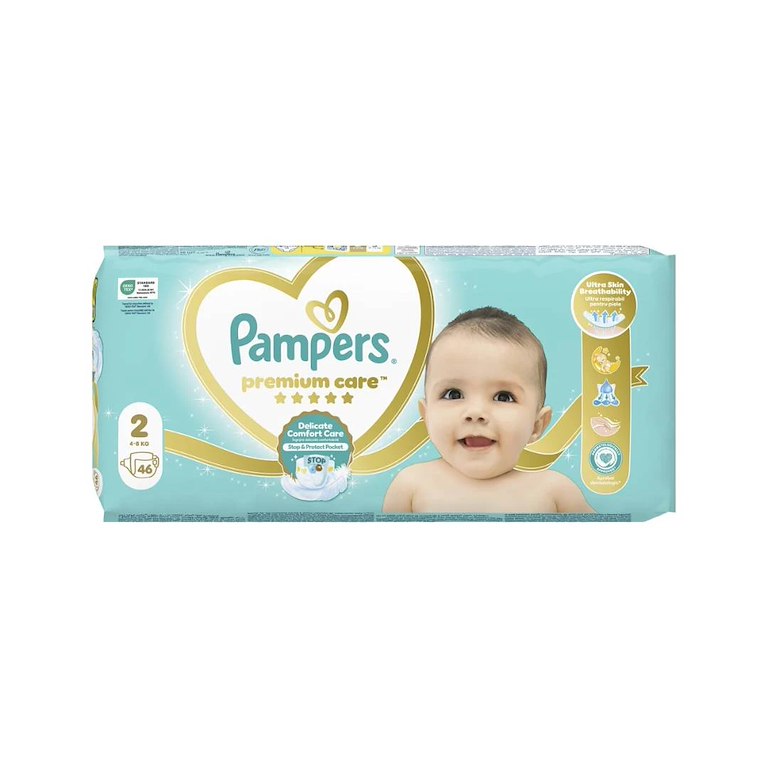Pampers PREMIUM Care 2 Pelene 46 Pelena od 2 do 8 Kilograma