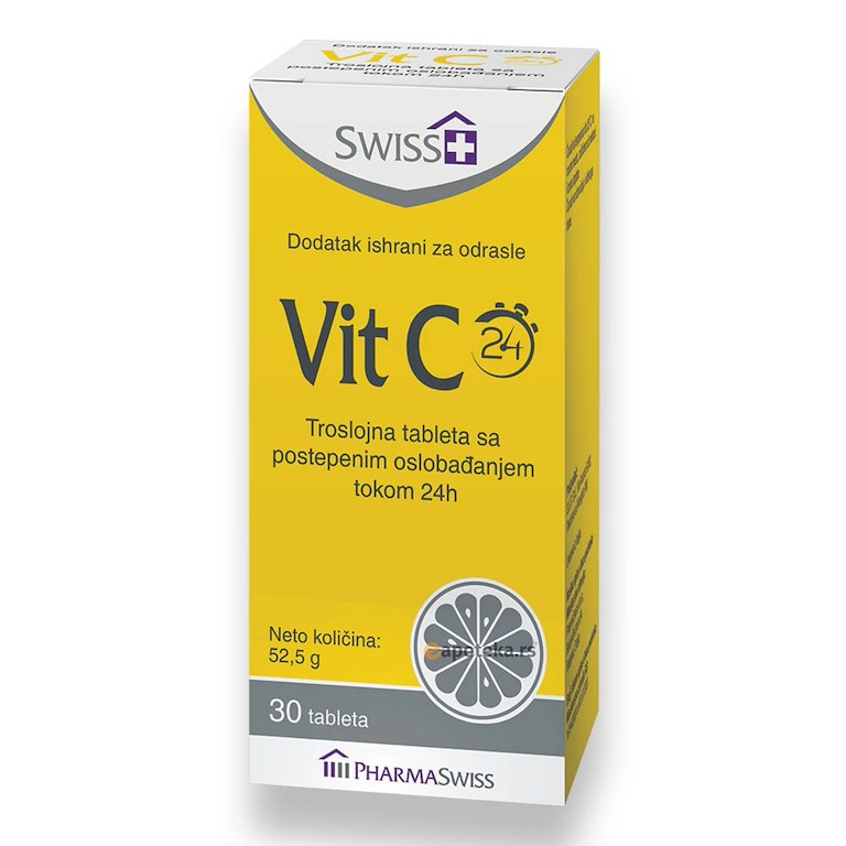 SWISS+ Vit C Troslojne Tablete sa Postepenim Oslobađanjem Tokom 24h; 30 Tableta